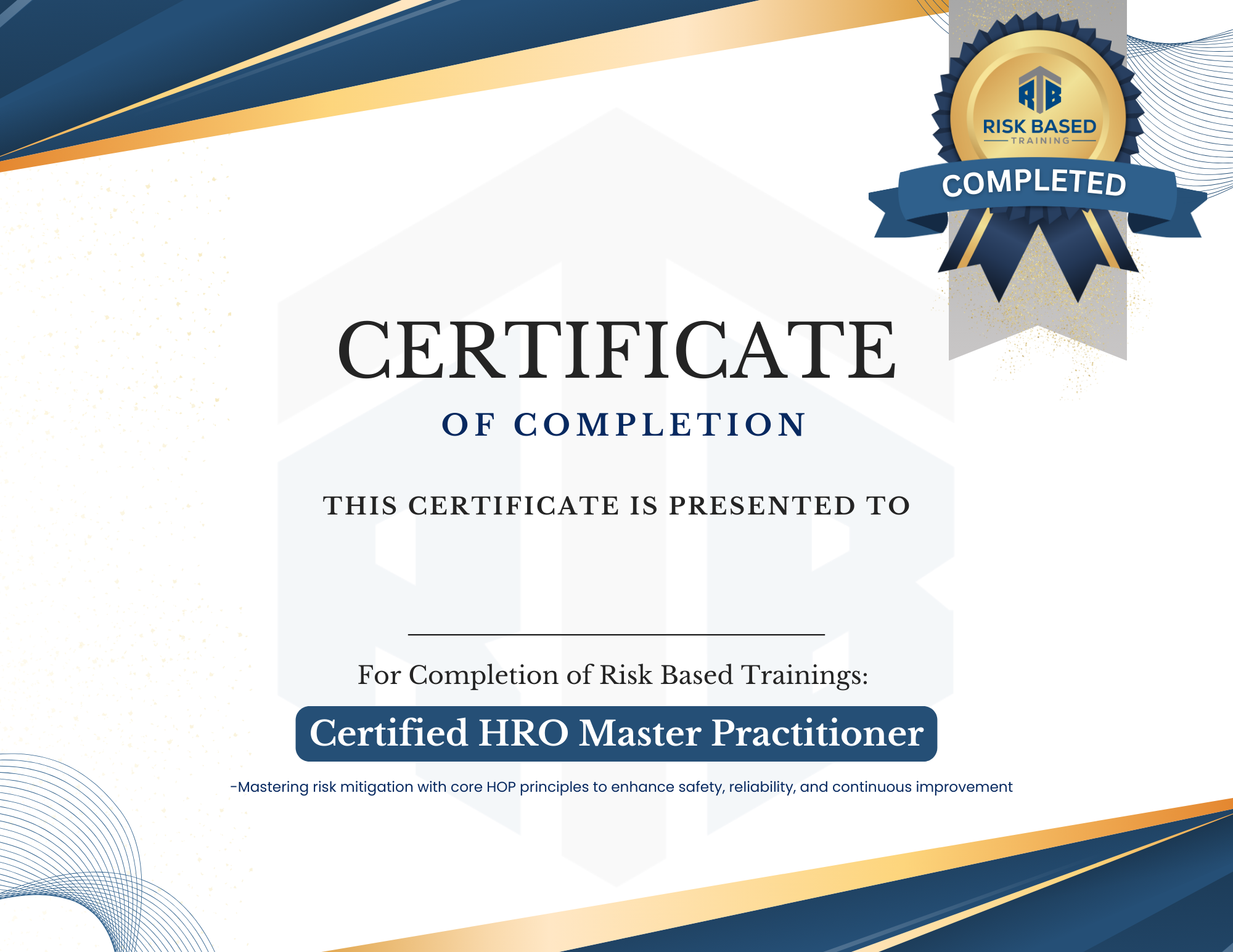 HRO Practitioner – Risk-based Training